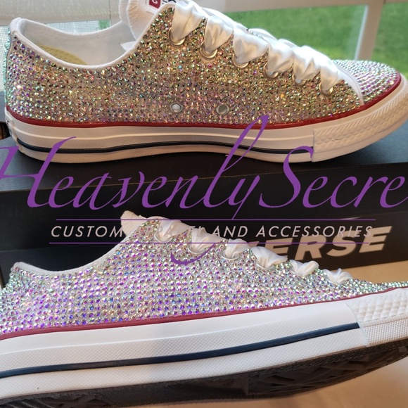 Converse | Shoes | Custom Blinged Low Top Classic White Converse | Poshmark